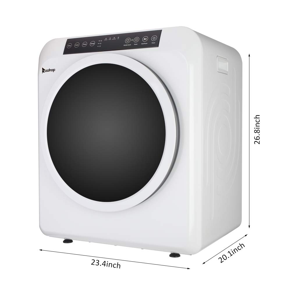 Winado Compact Laundry Dryer 13.2lbs Capacity, 3.5 cu.ft Portable Clothes Dryer, Front Load Dryer w/LCD Touch Screen, Stainless Steel Drum, Exhaust Pipe for Apartment Home Dorm 120V 1300W