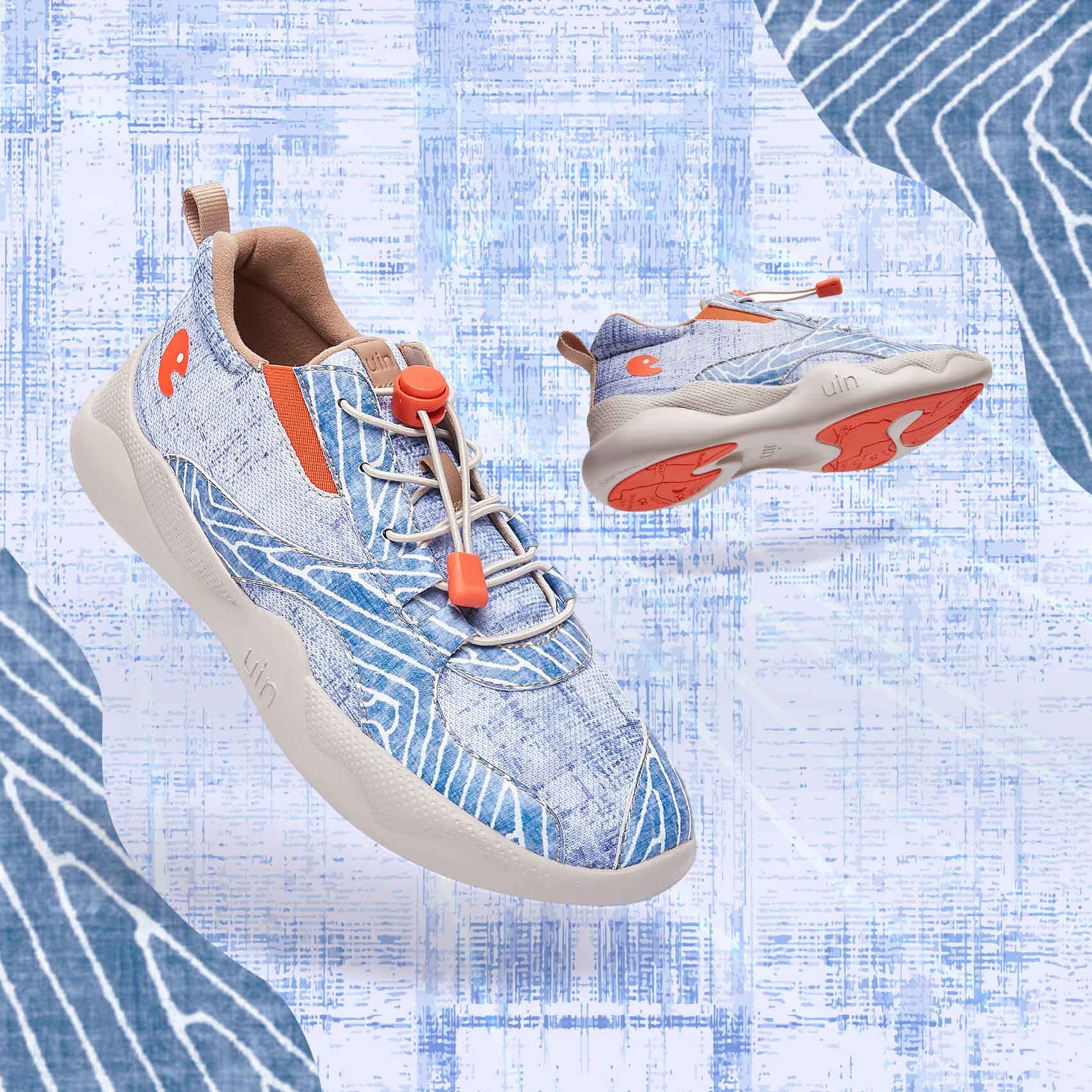 UIN Women's Fashion Sneakers Lightweight Walking Casual Comfortable Art Painted Athletic Travel Shoes Mijas III-Fading-Blue (9.5)