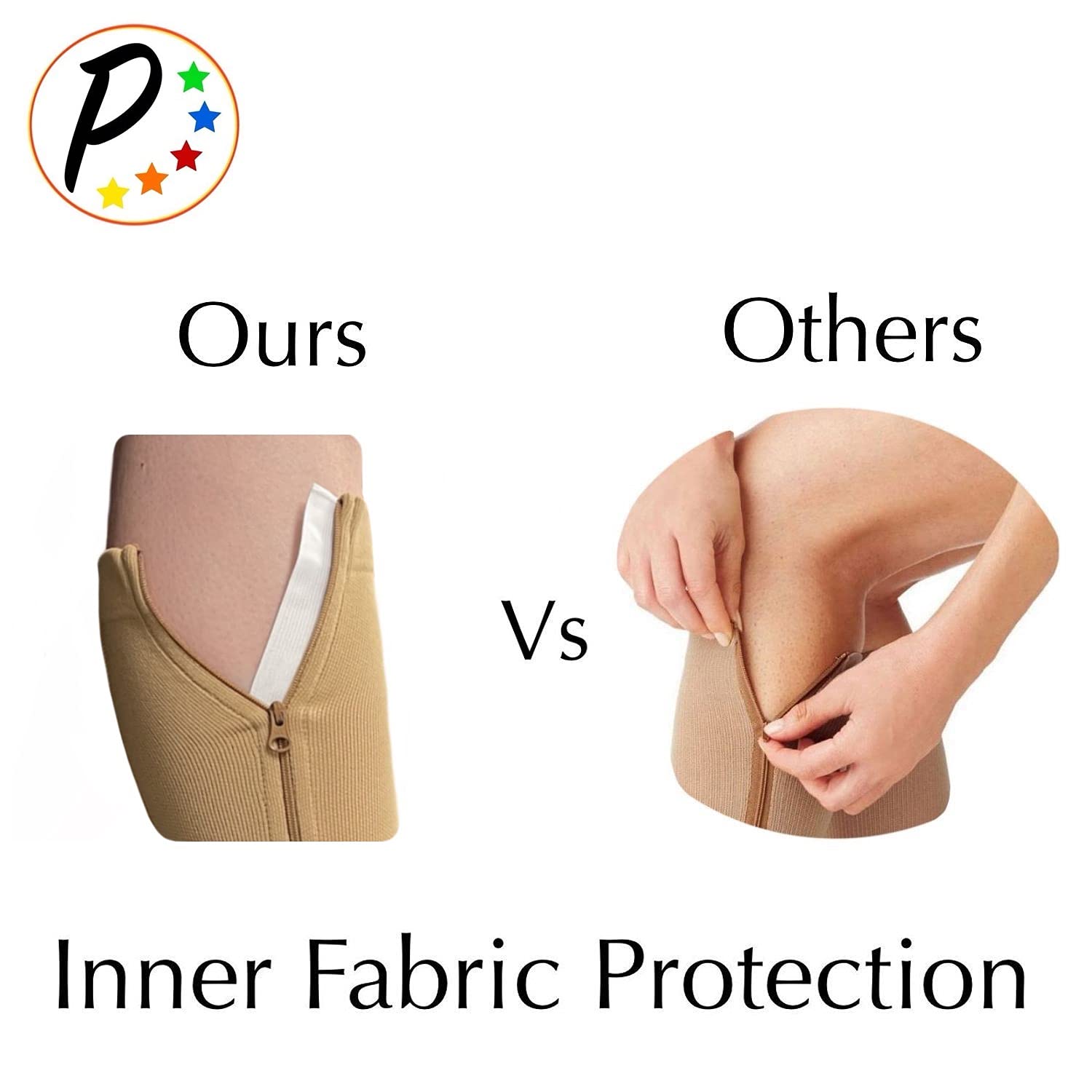 Presadee Original Closed Toe 20-30 mmHg Zipper Compression Calf Leg Socks (S/M, Beige)