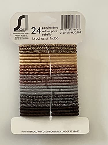 Stylin’ Naturals Clasp-Free Premium Hair Elastics Control&Hold 24 Elastics (Neutral Heather)