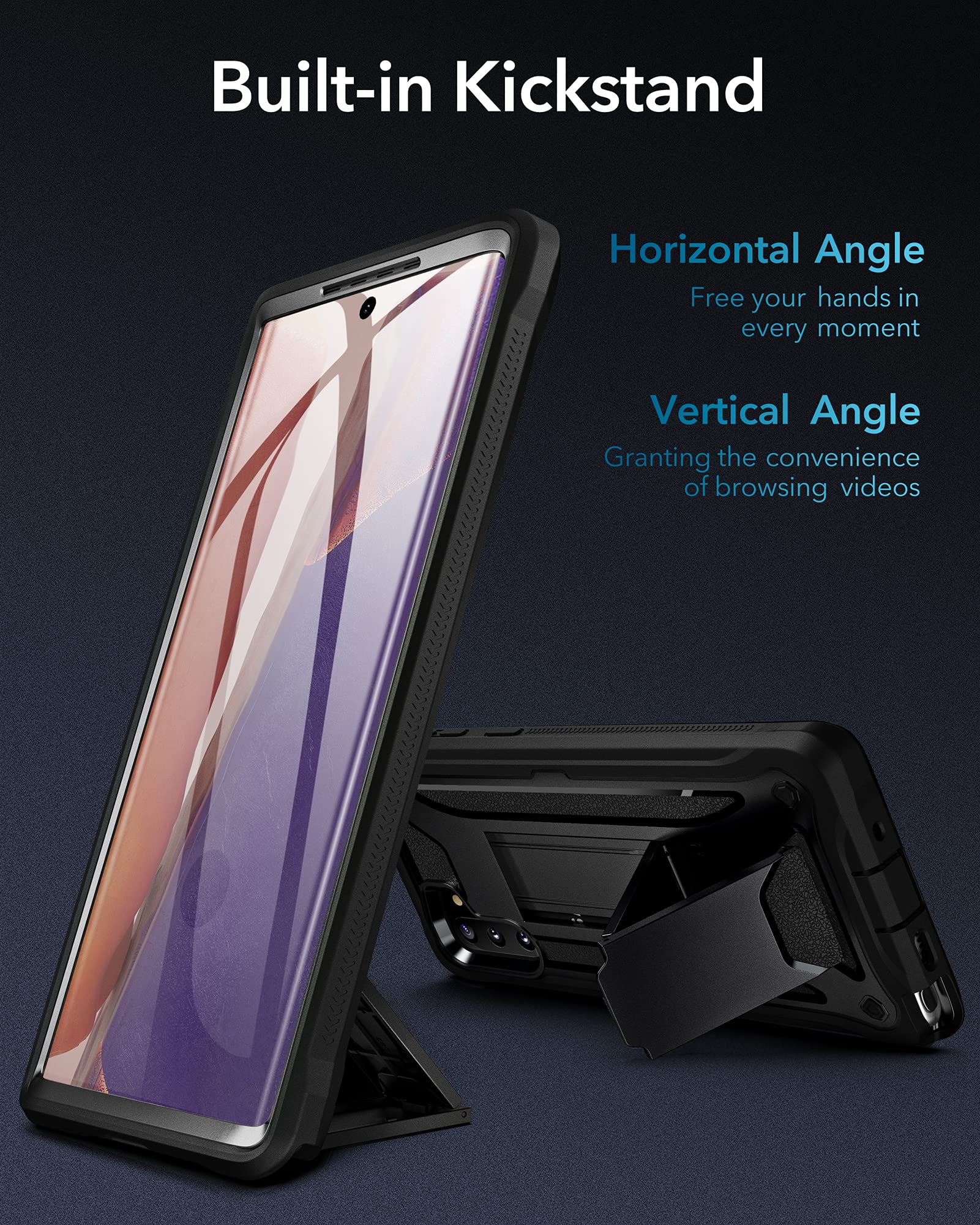 YOUMAKER Case for Galaxy Note 10, Built-in Screen Protector Work with Fingerprint ID Kickstand Full Body Heavy Duty Protection Shockproof Cover for Samsung Galaxy Note 10 6.3 Inch - Black
