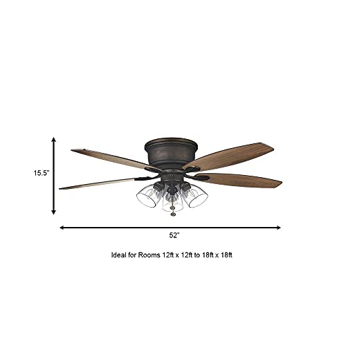 Stoneridge 52 in. Bronze Hugger LED Ceiling Fan with Light Kit