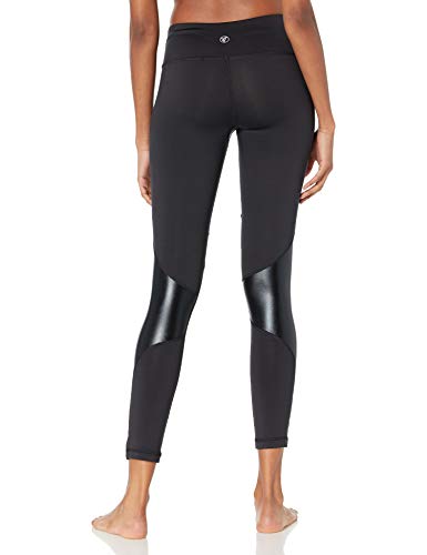 V.I.P. JEANS Performance Leggings for Women high Waist Yoga Pants Leather Look, Gloss Black, Medium