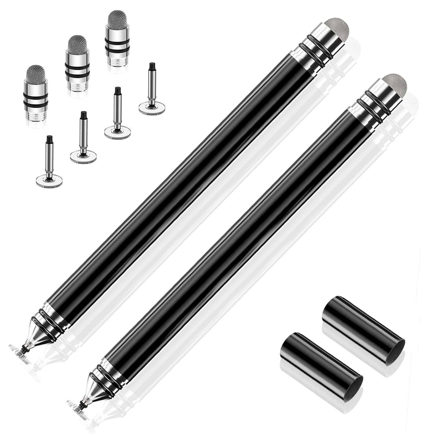 Stylus Pens for Touch Screens, UROPHYLLA Fine Point Stylus Touch Screen Capacitive Stylus Pens for iPad, iPhone, Tablet, Laptops and All Capacitive Touch Screens with 7 Replacement Tips - Black/Black