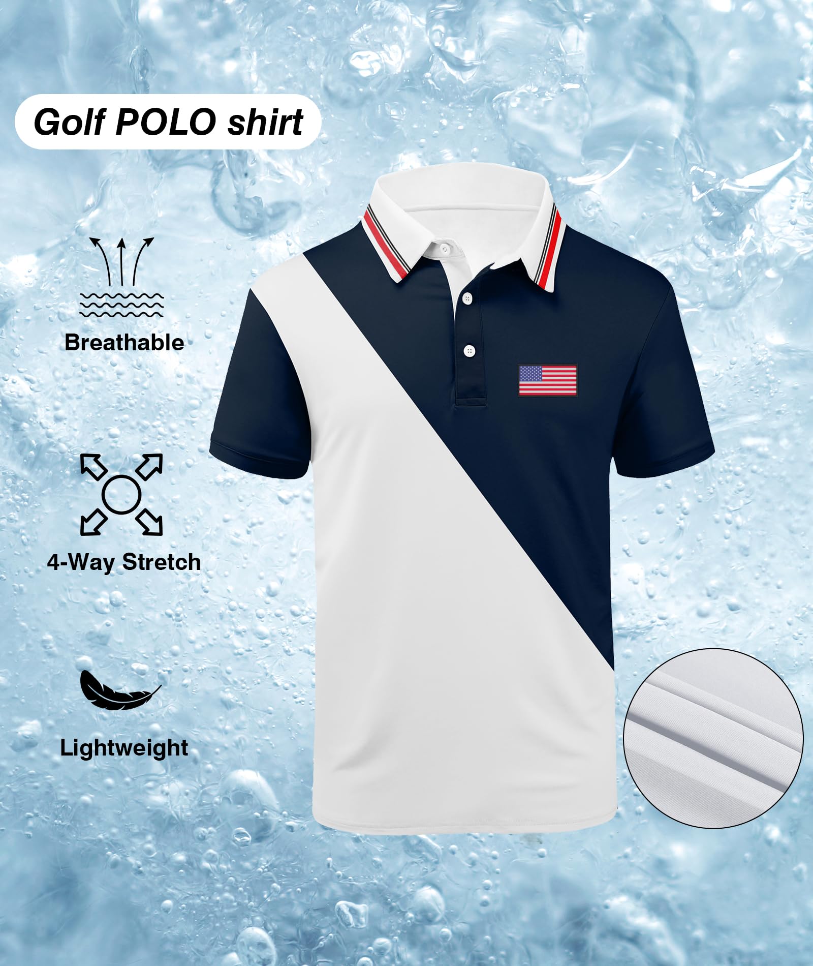 ZITY Golf Polo Shirts for Men Short Sleeve Athletic Tennis T-Shirt Navy White XL