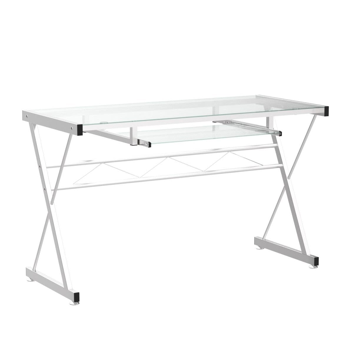 soges Computer Desk 47.2inch Glass Desk Workstation Office Desk with Pullout Keyboard Tray,Clear UT-093