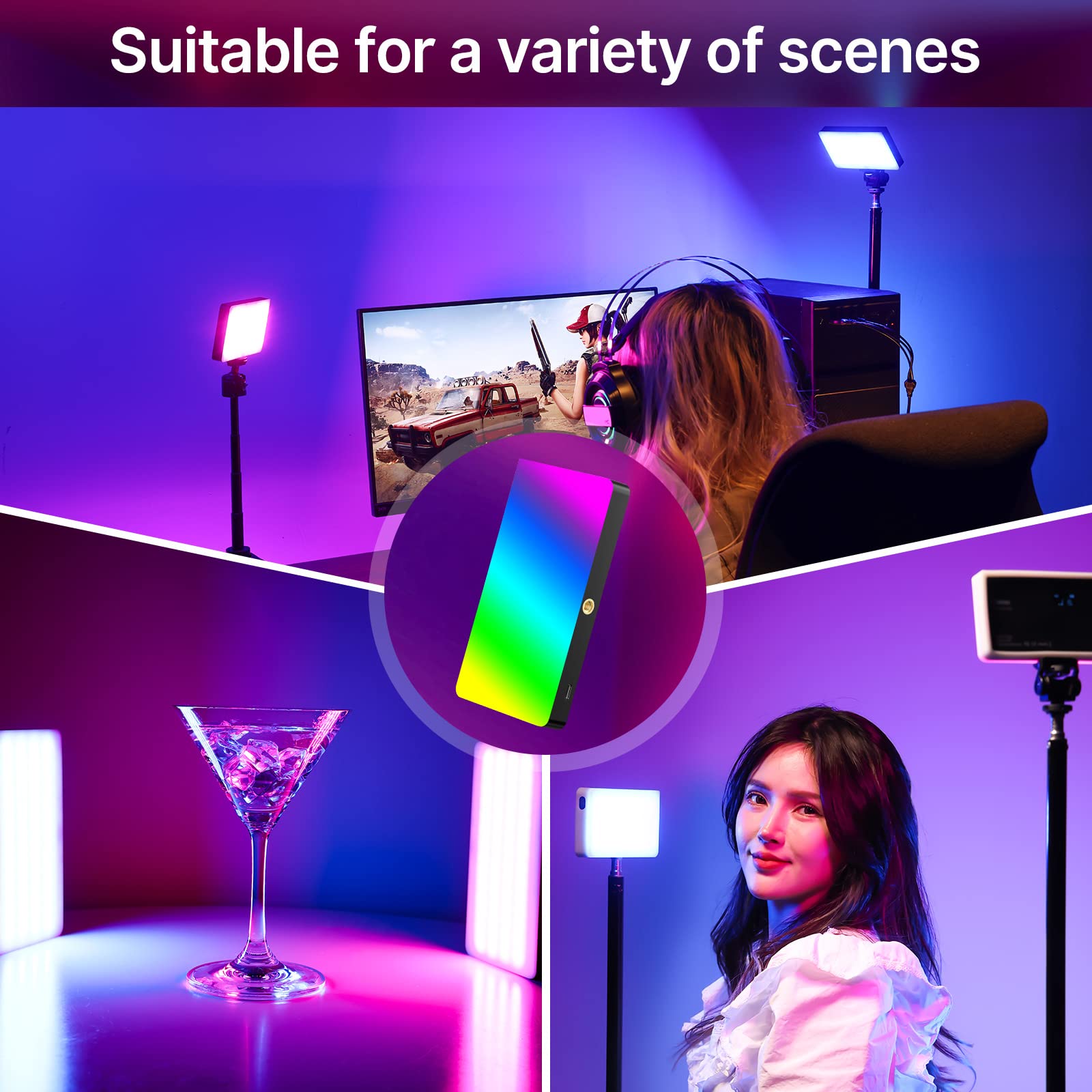 ULANZI PL-01 RGB Video Light, Portable RGB Camera Light with 4000mAh Battery, 360° Color 20 Light Effects, CRI≥95 2500-9000K LED Panel DSLR Photography Lighting for YouTube, Video Conference, Vlogging