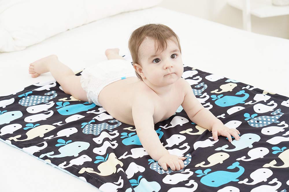 Soft Minky Baby Blanket - with Premium Dotted Backing Whale Printed - Unisex - for Stroller, Crib, Newborns, Receiving (30"x40")
