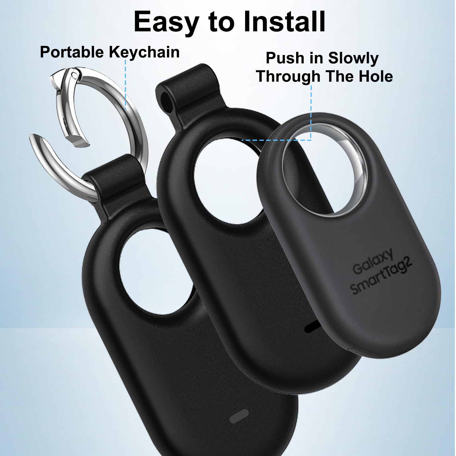 SmartTag2 Case, [4 Pack] Protective Silicone Samsung Smart Tag 2 Case Dog Collar with Key Ring, Waterproof Anti-Slip GPS Tracker Galaxy Smart Tag 2 Holder Cover for Key, Luggage, Pet