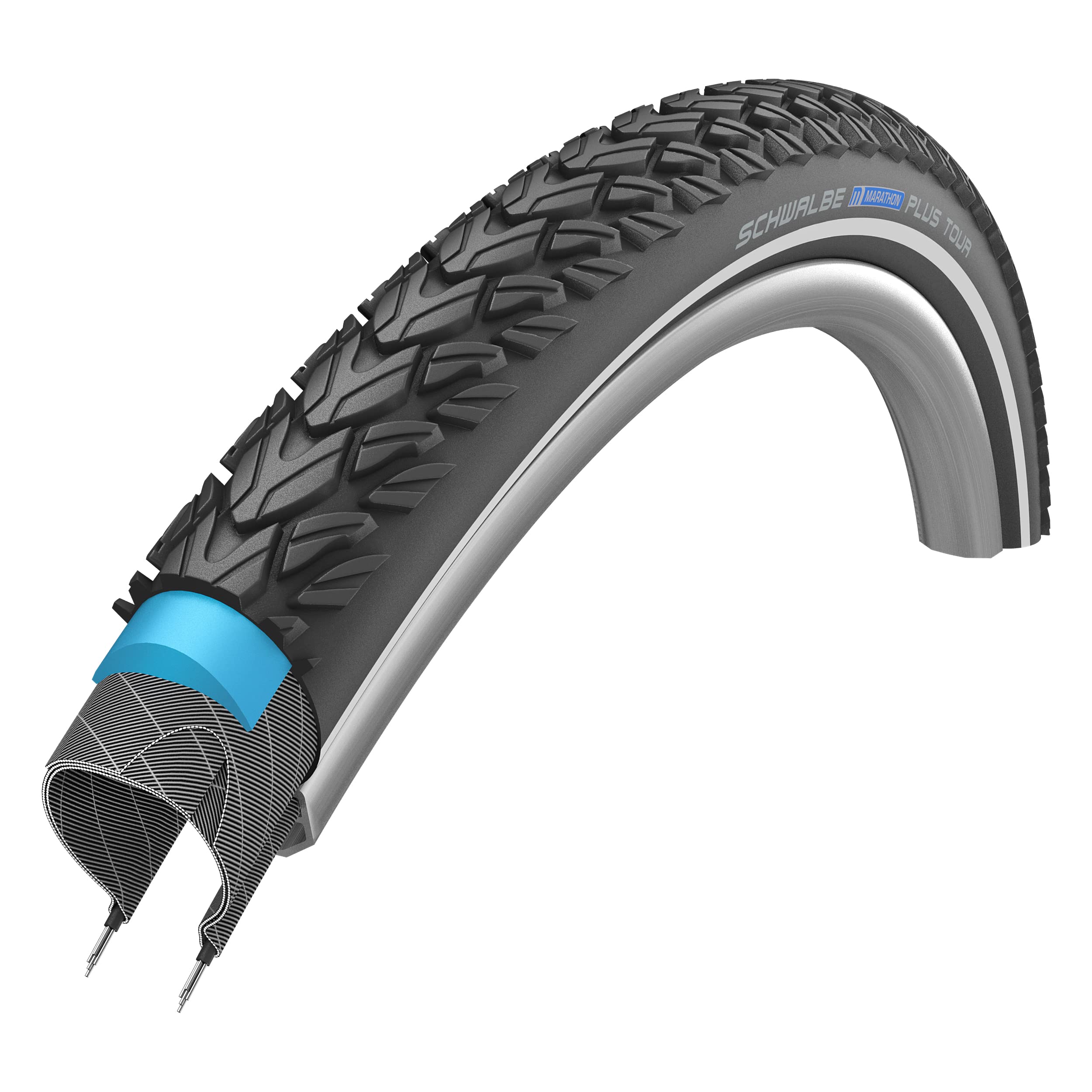 Schwalbe Marathon Plus Tour 700x40c, width 39c β 50c Wire Endurance Clincher Smart Guard 67TPI 50-85PSI Black Bike Tire