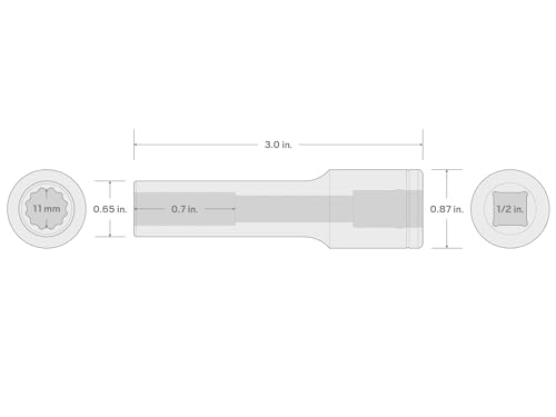 TEKTON 1/2 Inch Drive x 11 mm Deep 12-Point Socket | SHD23311