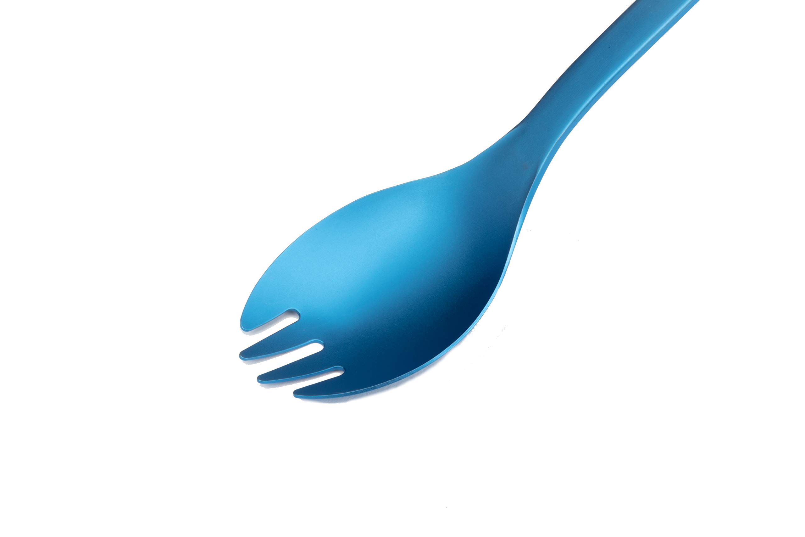 SNOW PEAK Unisex's Spork, SCT-004BL, Japanese Titanium, Ultralight, Compact for Camping, Backpacking, Daily Use, Made in Japan, Lifetime Product Guarantee, Blue, 8 x 2 x 1 Inches