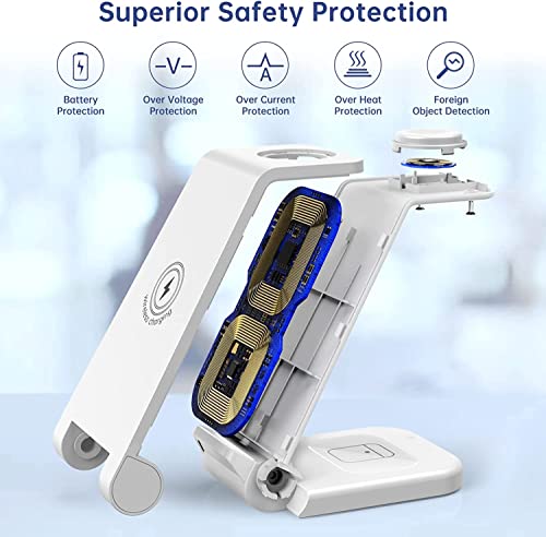 Wireless Charging Station for iPhone Multiple Devices, 3 in 1 Wireless Charger Stand Dock Compatible with Apple Watch Series 7 6 SE 5 4 3 2 & Airpods iPhone 13 12 11 Pro Max/X/Xs Max/8/8 Plus iWatch