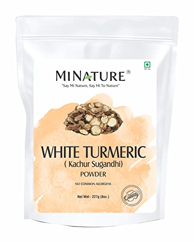 White Turmeric Powder by mi nature | Kachur, Curcuma zeodaria,Poolankilangu powder | 227g(8 oz) (0.5 lb) | Does not stain | White turmeric powder for face and skin | 100% Natural powder| From India