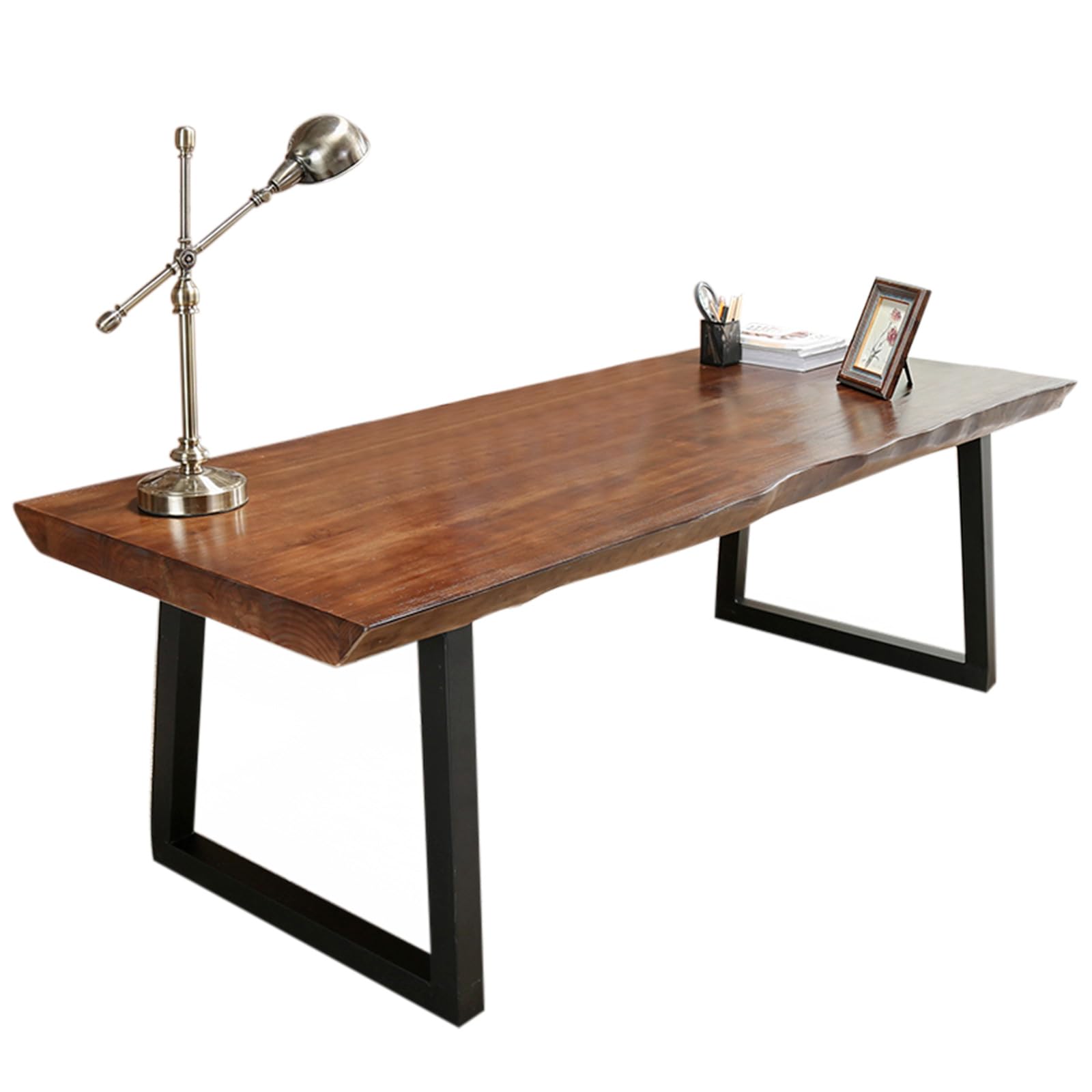 Sihtengxxhongs Modern Gaming Workbench Solid Wood Computer Desk - Rustic Brown 55-inch | Home Office Desk