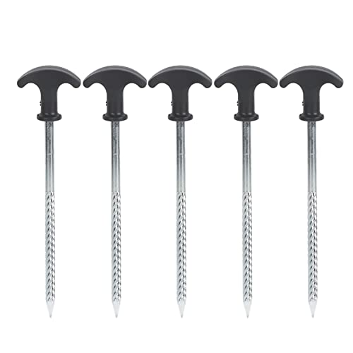 Tent Stakes,Set of 5 Heavy Duty Stainless Steel Tent Peg Ground Nails Screw Nail Stakes for Frozen Soil Ice Surface