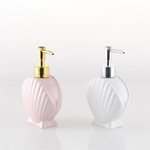 Soap Dispenser Creative Shell Shape Soap Dispenser for Bathroom Farmhouse Kitchen Office Ceramic Soap Pump Empty Bottle with Pump for Lotion Shampoo Soap Pump Bottles (Color : White)