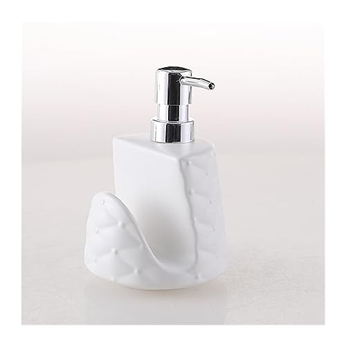 Soap Dispenser White Soap Dispenser for Shower Gel Dish Soap Shampoo, Soap Pump with Sponge Holder, Ceramic Soap Bottle (400 Ml/13.52 Oz) Soap Pump Bottles