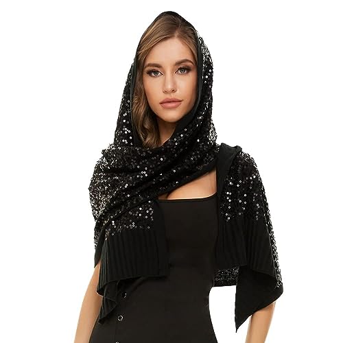 ZOOSPOWER Shawls and Wraps for Evening Dresses, Sequin Ironable Pashmina Shrug for Party