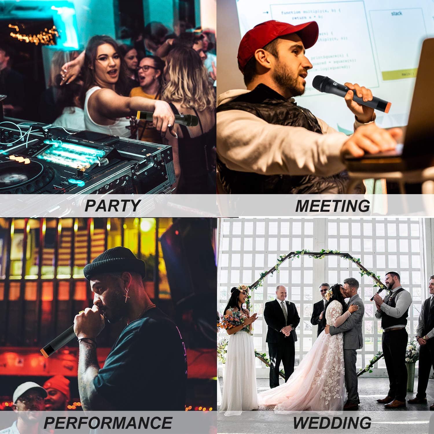 Vangoa UHF Wireless Microphone System, Professional Dual Channel Handheld Dynamic Mic Set, 328ft, High Sensitive Mic System for Karaoke, Church, Party, DJ, Meeting, Wedding