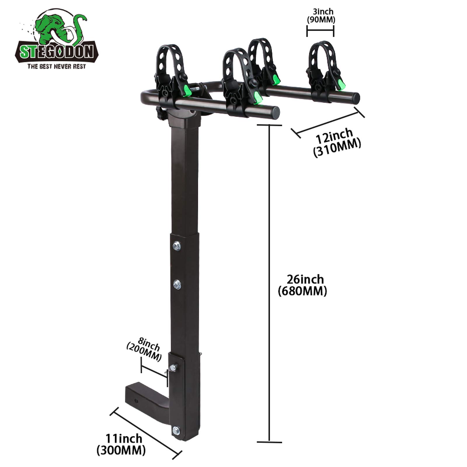 STEGODON 2 Bike Hitch Rack 2'' Hitch Receiver Heavy Duty Bicycle Carrier Racks Hitch Mount Double Foldable Rack for Cars, Trucks, SUV,Hatchback RV,Tow Hitch and Minivans