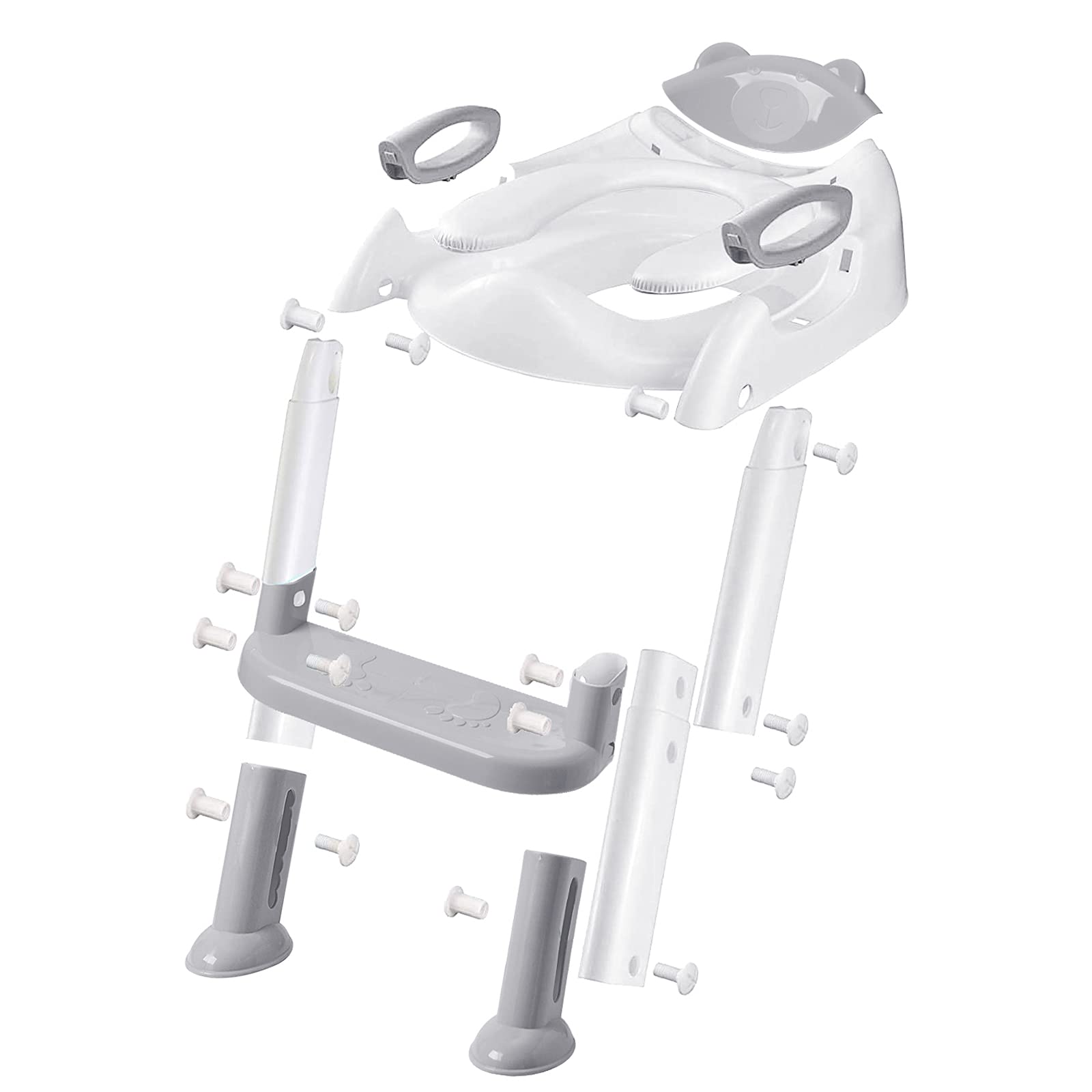 Victostar Potty Training Seat with Step Stool Ladder, Foldable Potty Training Toilet for Kids Boys Girls Toddlers-Comfortable Cushion Safe Handle Anti-Slip Pads