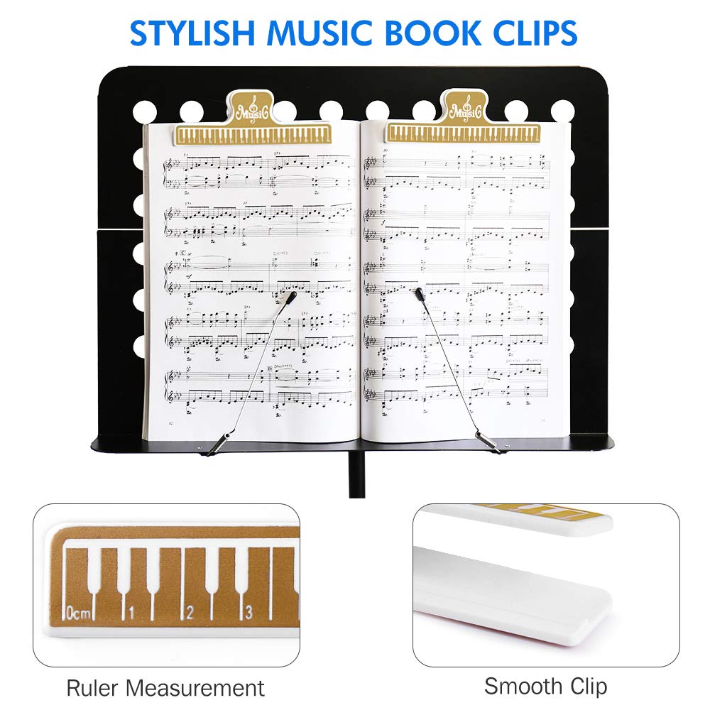 Ultimate Piano Keyboard Learning Aid Set - 1:1 Scale 88 Keys Practice Cardboard Piano Note Chart Guide, Transparent Piano Stickers for 54/61 / 88 Key Keyboards, 2 Music Book Clip