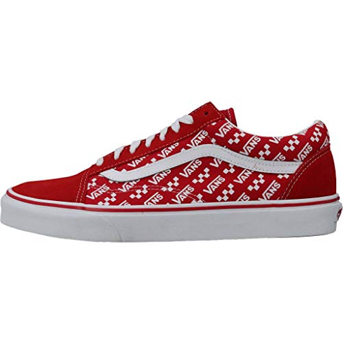 Vans Mens Old Skool Unisex Low Top Sneaker (Old Skool Racing red True White, Numeric_9_Point_5)