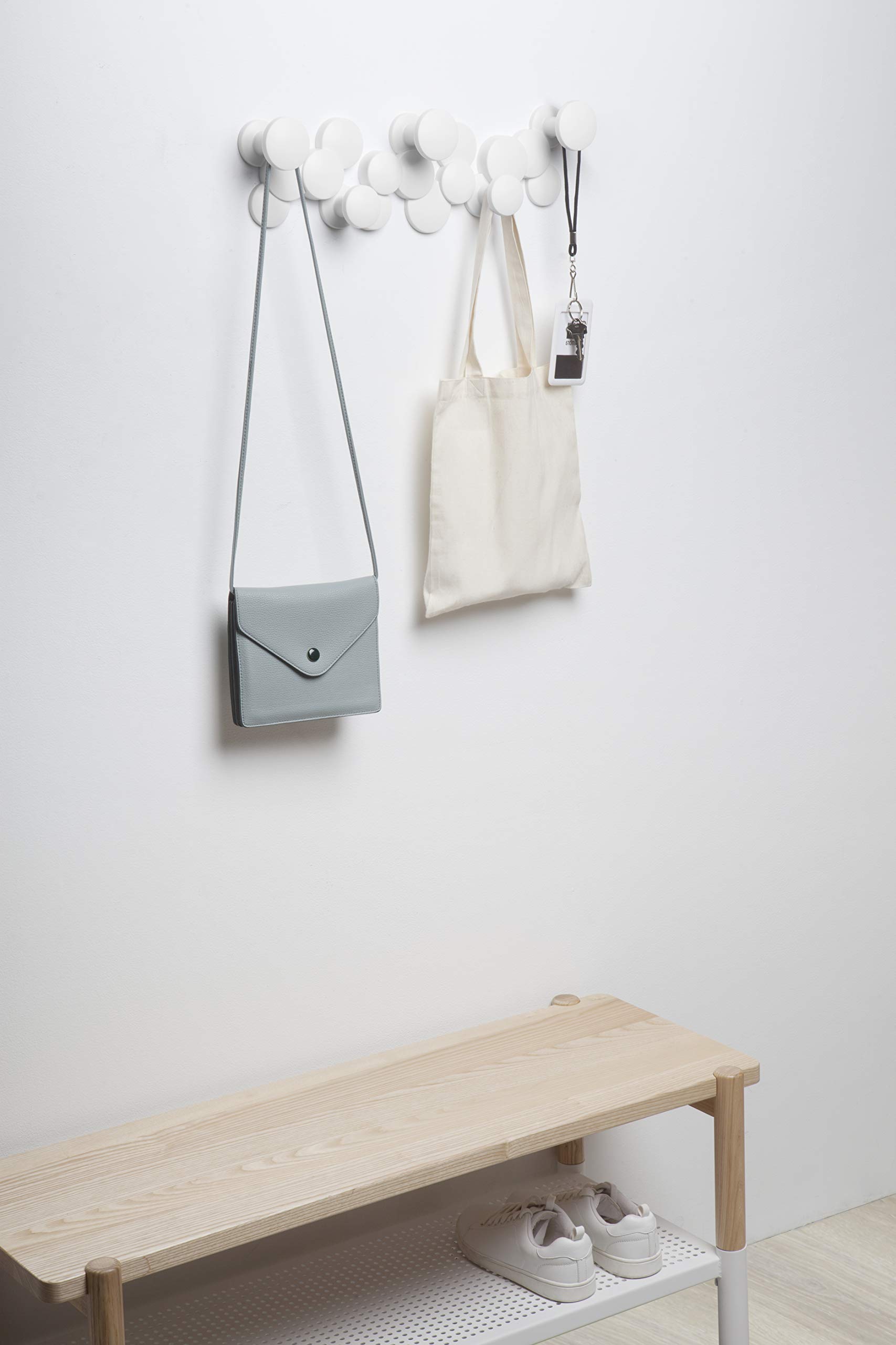 Umbra Bubble Multi Modern, Decorative, Space-Saving Coat Hanger 5 Hooks for Hanging Accessories, Etc. -Won’t Snag Clothes, White