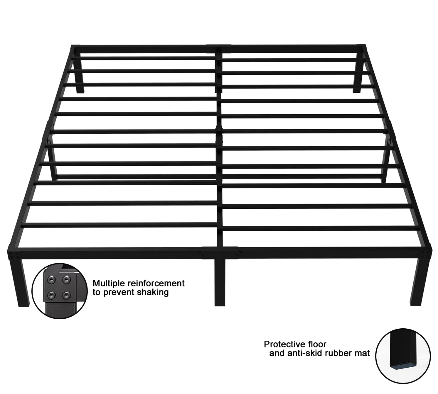 rosyclo Queen Bed Frame, 14 Inch Heavy Duty Mattress Foundation Metal Platform Bed Frames No Box Spring Needed, Sturdy Steel Frame, Underbed Storage (14 Inch, Queen)