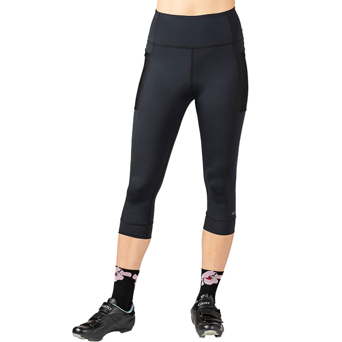 Terry Holster Prima Capri - Women's Padded Cycling Bottom, Compression & Moisture Wicking for All Day Riding Comfort - Black, Large