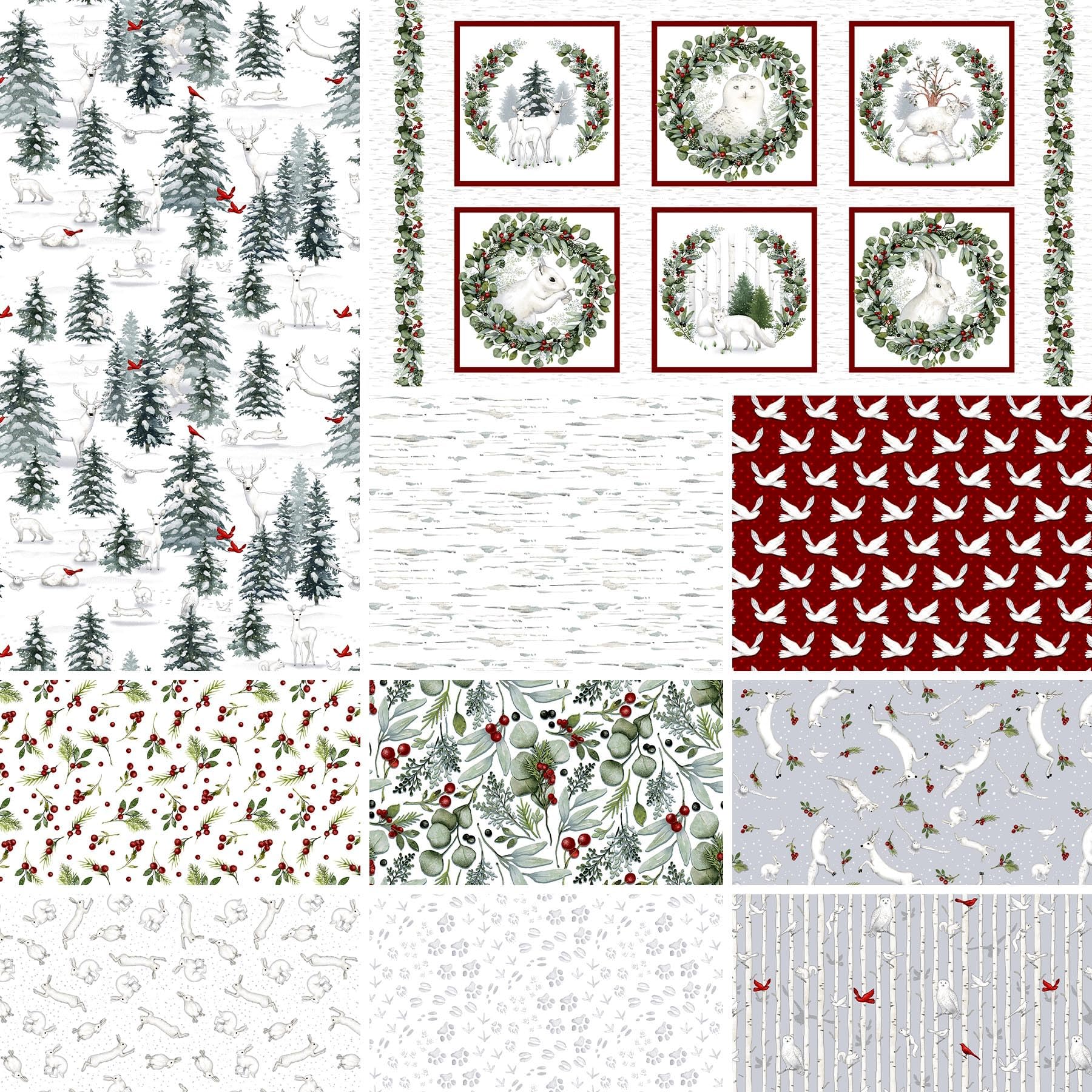 Studio E Fabrics Winter White Winter Berries Multi, Fabric by The Yard