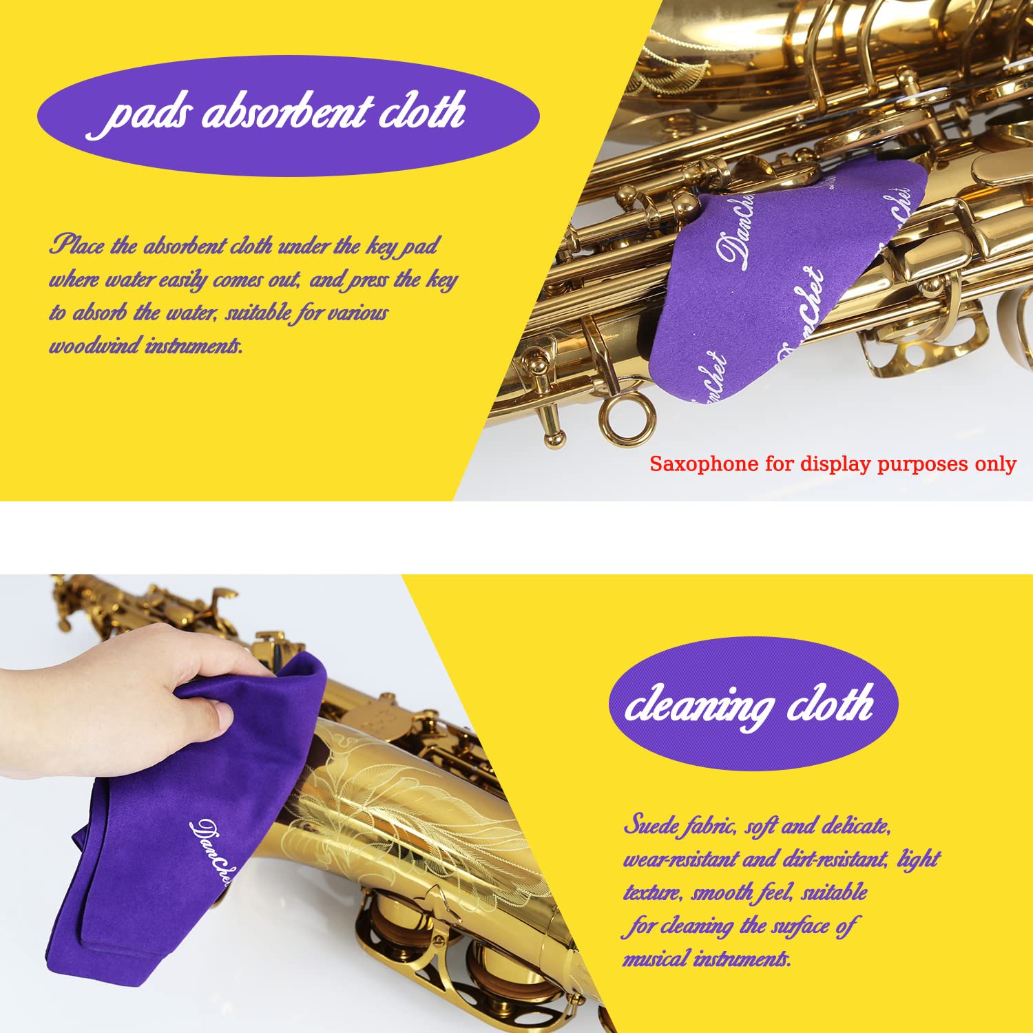 Saxophone Cleaning Kit, Alto Saxophone Maintenance Cleaning Kit with Key Oil, Cork Grease, Cotton Swabs, Cleaning Cloth, Thumb Rest, Mouthpiece Brush, Etc.