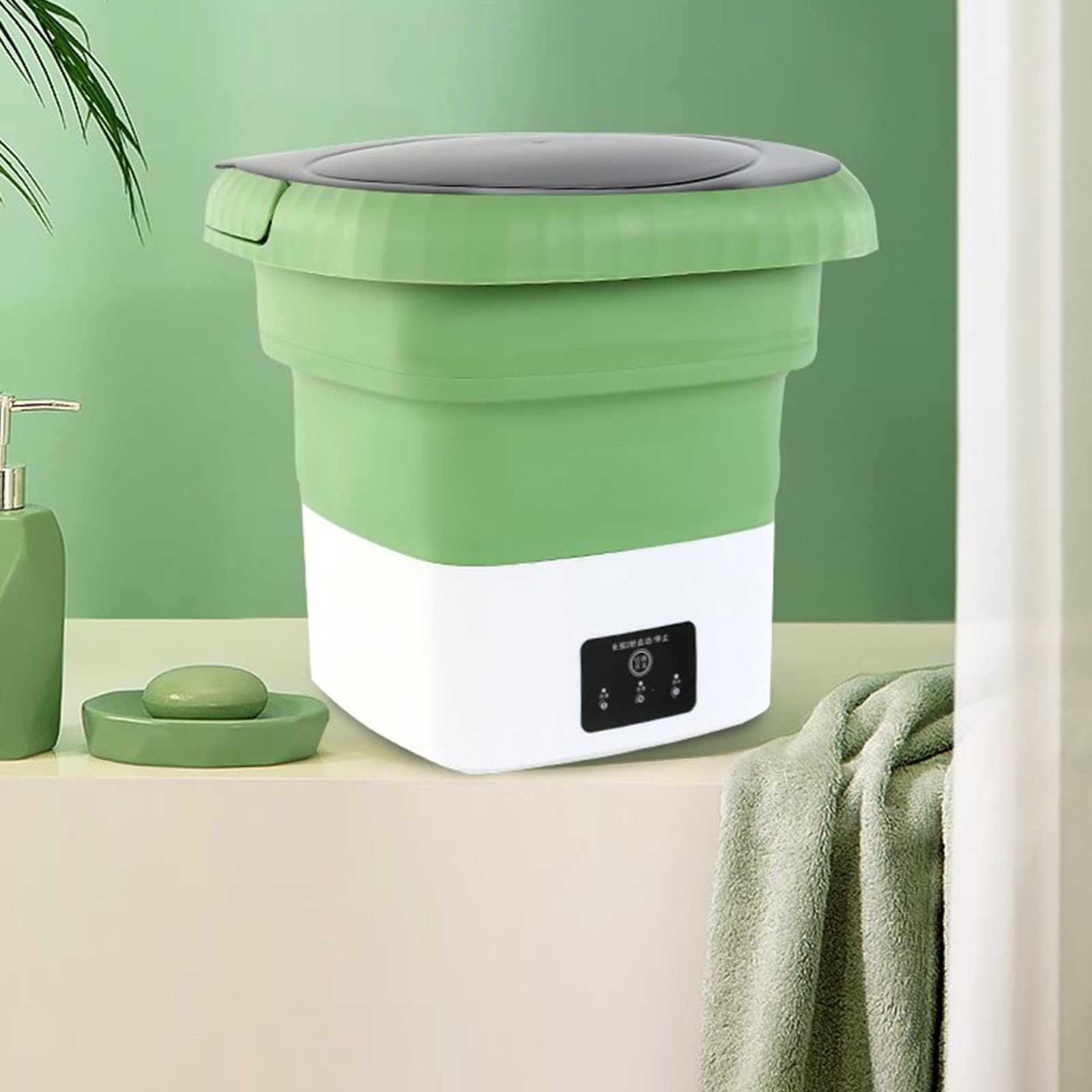 Portable Washing Machine Foldable Mini Washing Machine, Small Washing Machine For Underwear, Baby Clothes, Suitable For Apartments, Dormitories, Camping, Travel (Green)