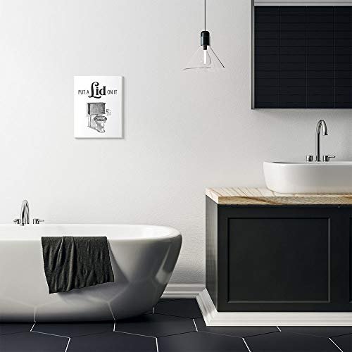 Stupell Industries Put A Lid On It Toilet Bathroom Word, Design by Artist Lettered and Lined Wall Art, 10 x 15, Wood Plaque