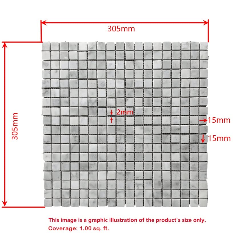 Stone Center Online Bardiglio Gray Marble 5/8x5/8 Square Mosaic Tile Polished Kitchen Bath Wall Floor Backsplash Shower (1 Sheet)