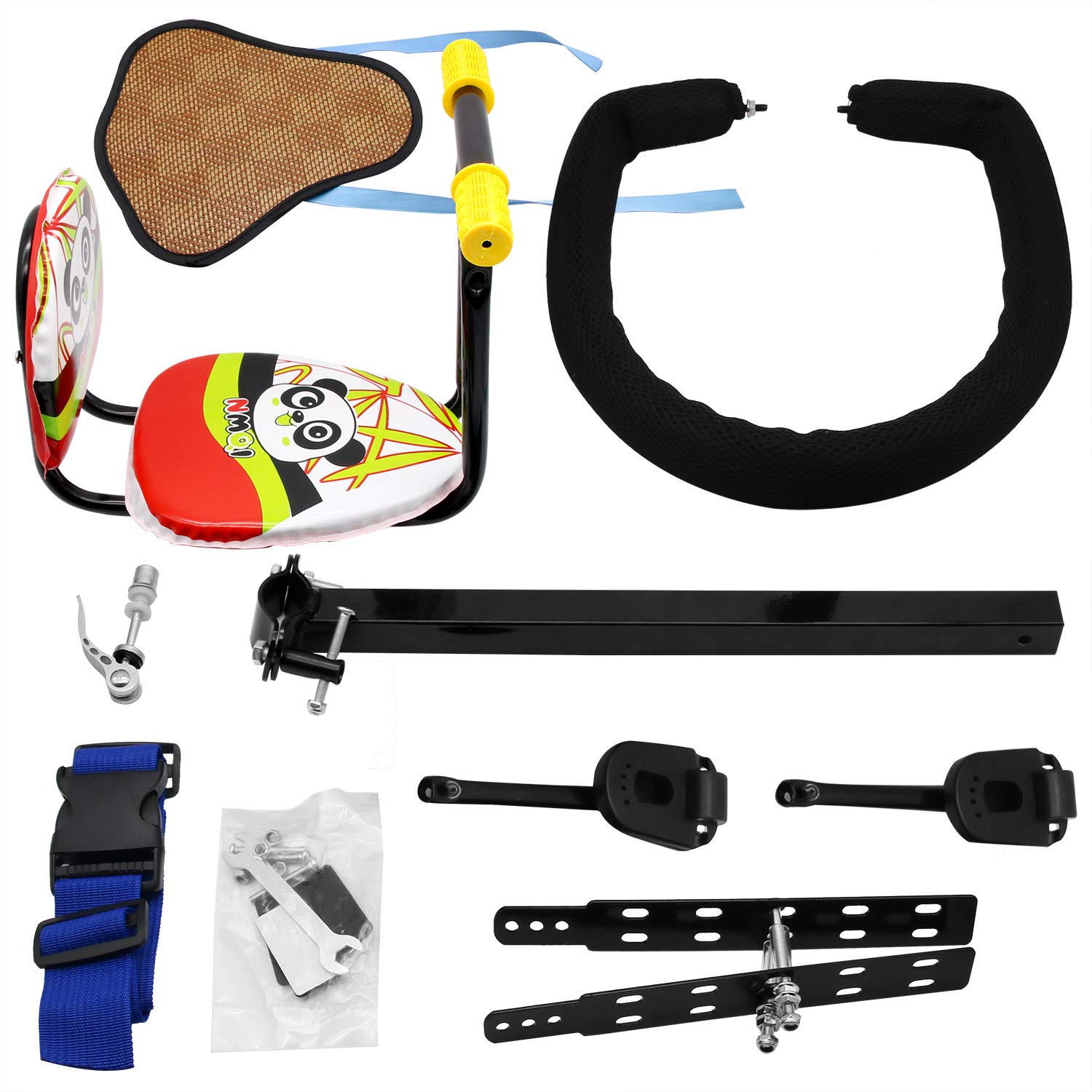 Together-life Front Mounted Child Bicycle Seat with Handrail and Pedal Bike Kids' Safety Seats Front Seat Saddle Cushion