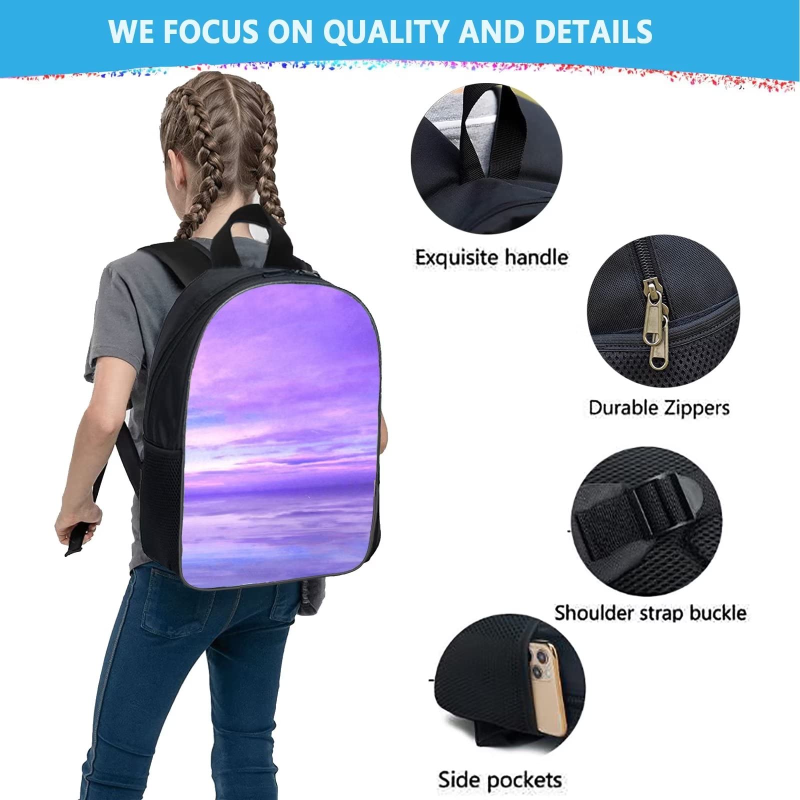 WRIGM Anime Backpacks for Kids, 3D Printed Casual Cartoon Bookbag with Pencil Case Large Capacity 17 Inch Laptop Bag 4