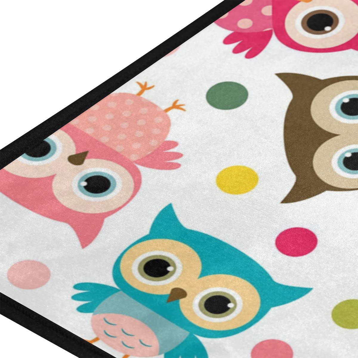 ZZAEO Kitchen Rugs Cute Seamless Colorful Owl Dot, 39 x 20 inch Kitchen Floor Mat Non Slip Standing Mat