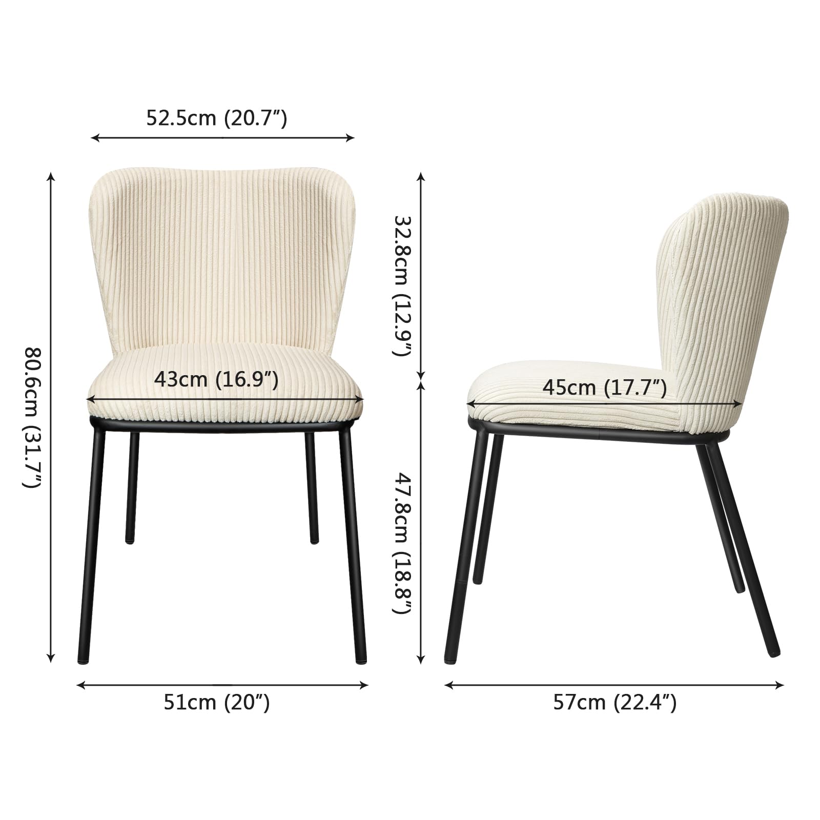 SIMTONAL Dining Room Chairs Set of 4, Kitchen Chairs with Metal Legs, Beige
