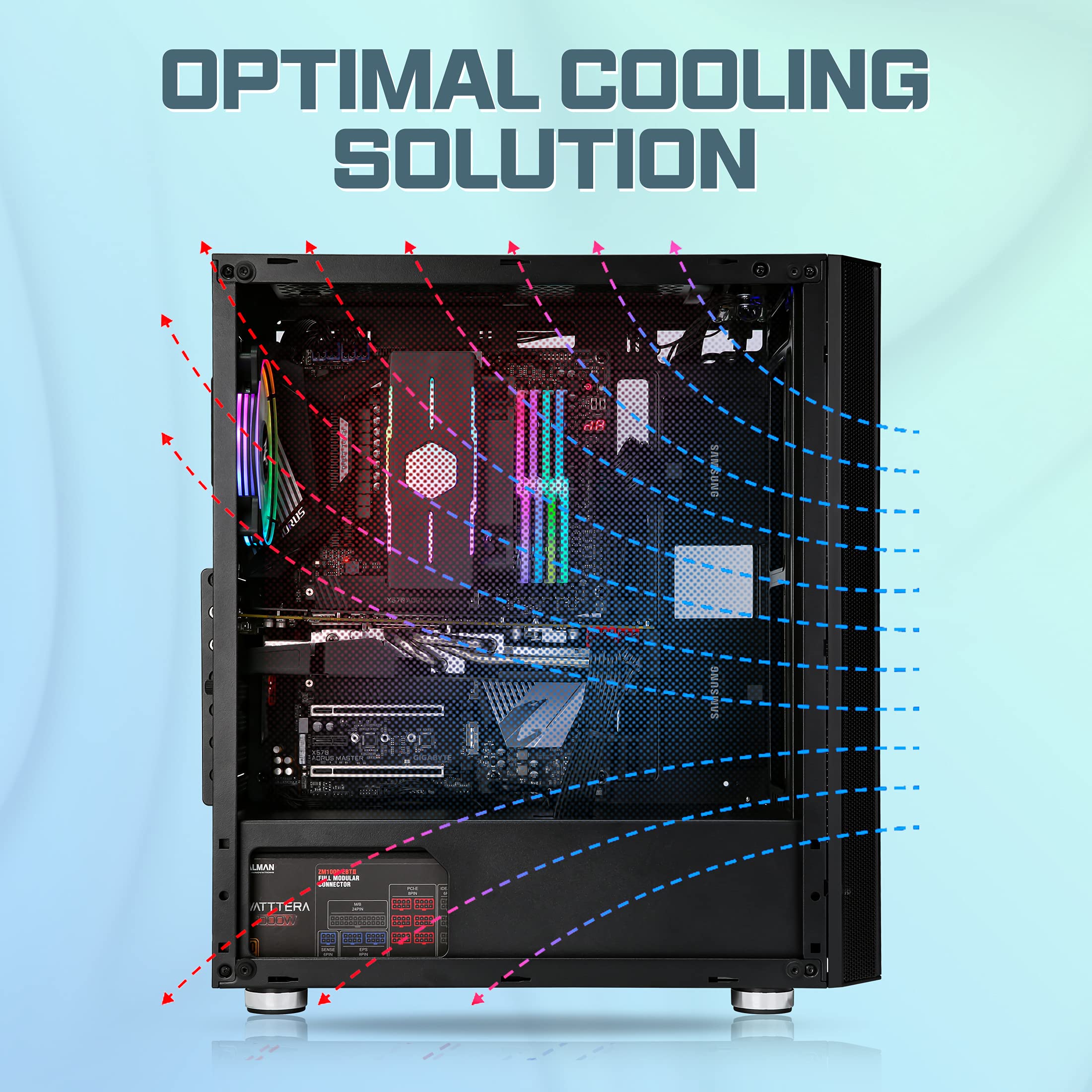 Zalman R2 ATX Mid Tower Gaming PC Computer Case, Mesh Front Panel, Tempered Glass, Top I/O Ports, Cooling System, Black,R2 Black,R2 Black
