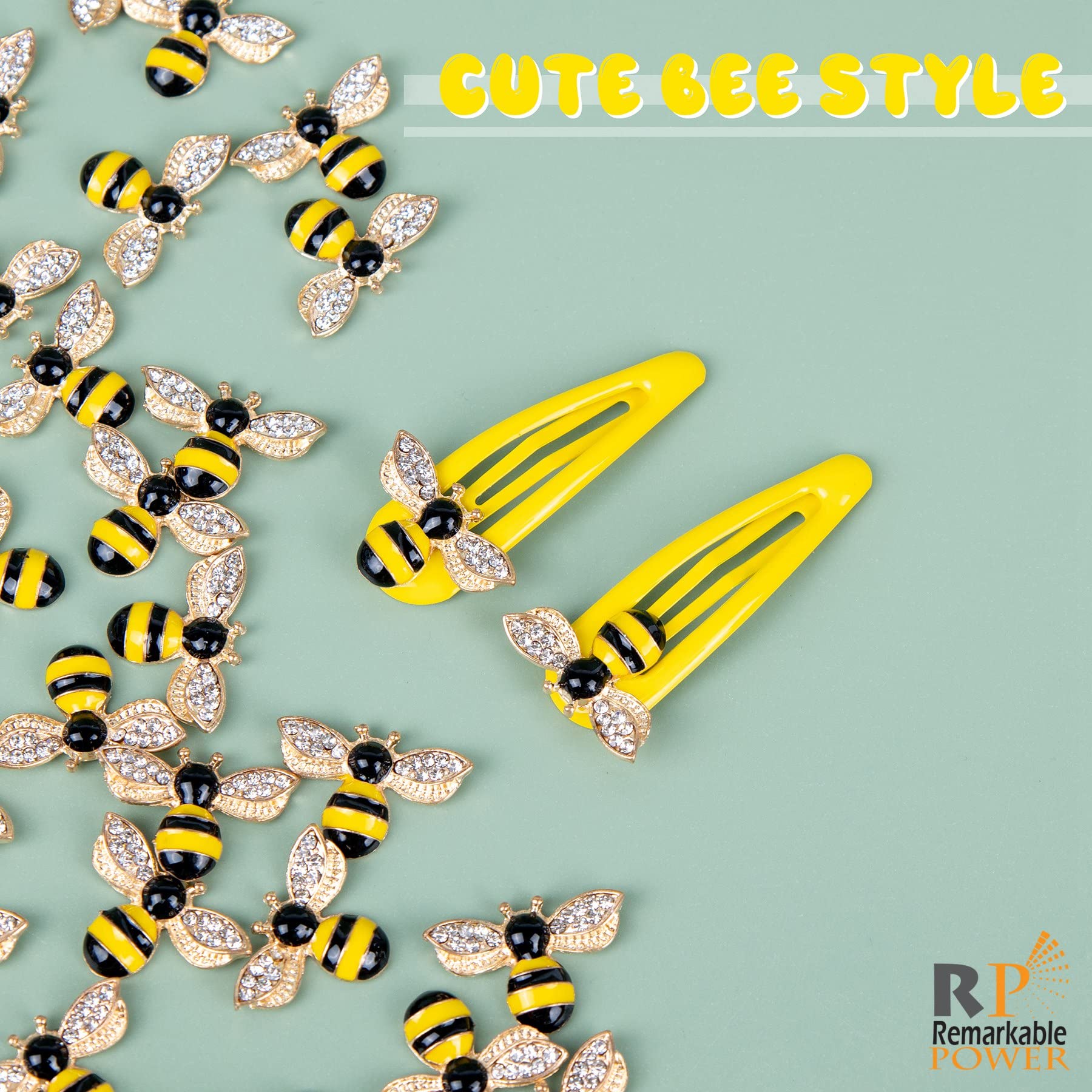 RP Remarkable Power, 40 Pack Bee Charm Pendants with Rhinestone Alloy Honeycomb Charms for DIY Jewelry Making