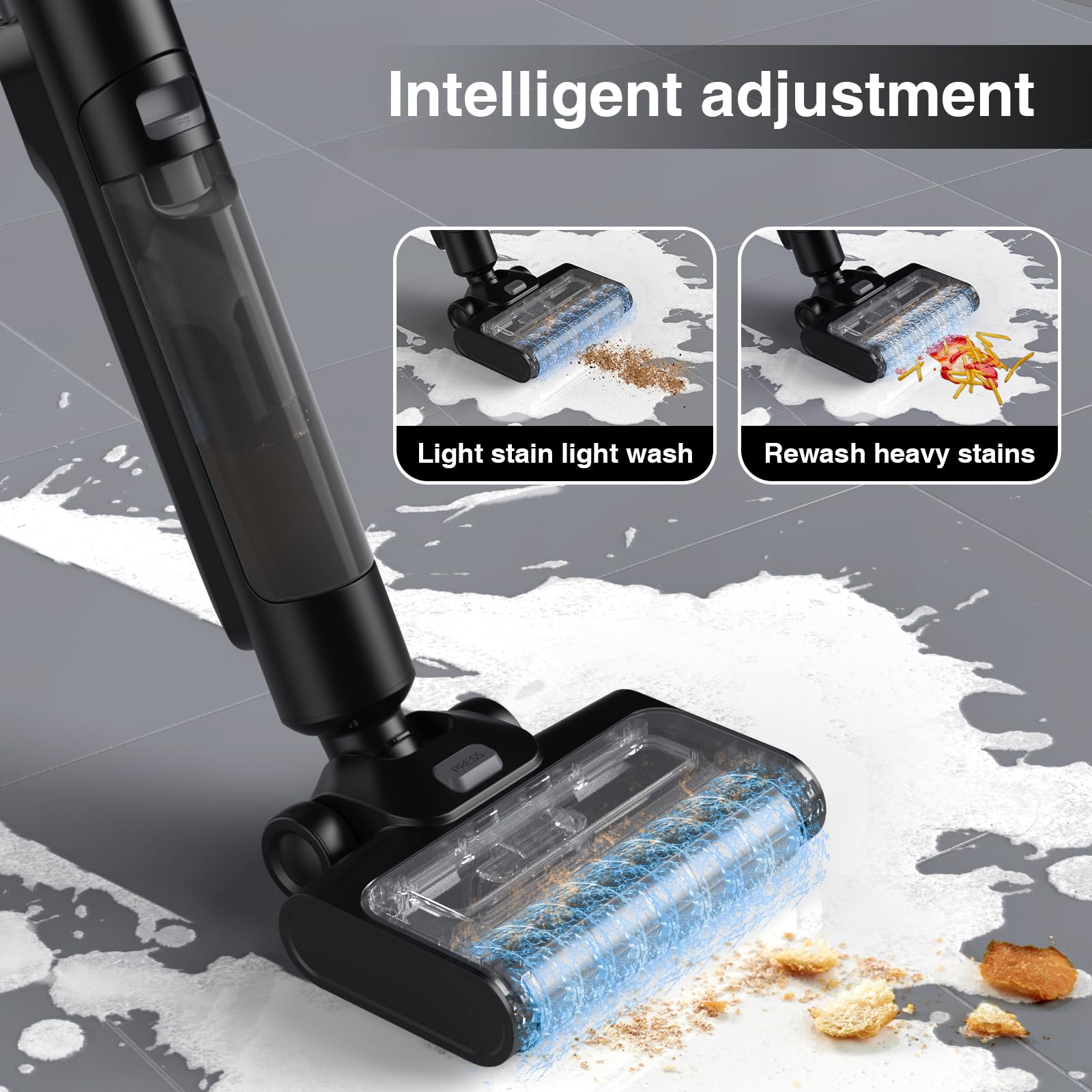 SIMWAL SW02 Cordless Wet Dry Vacuum Cleaner, Vacuum and Mop combo for Sticky Messes and Kitchen Waste, Vacuum Mop All in One with LCD Display, Running Up to 60 minutes for Multi-Surface