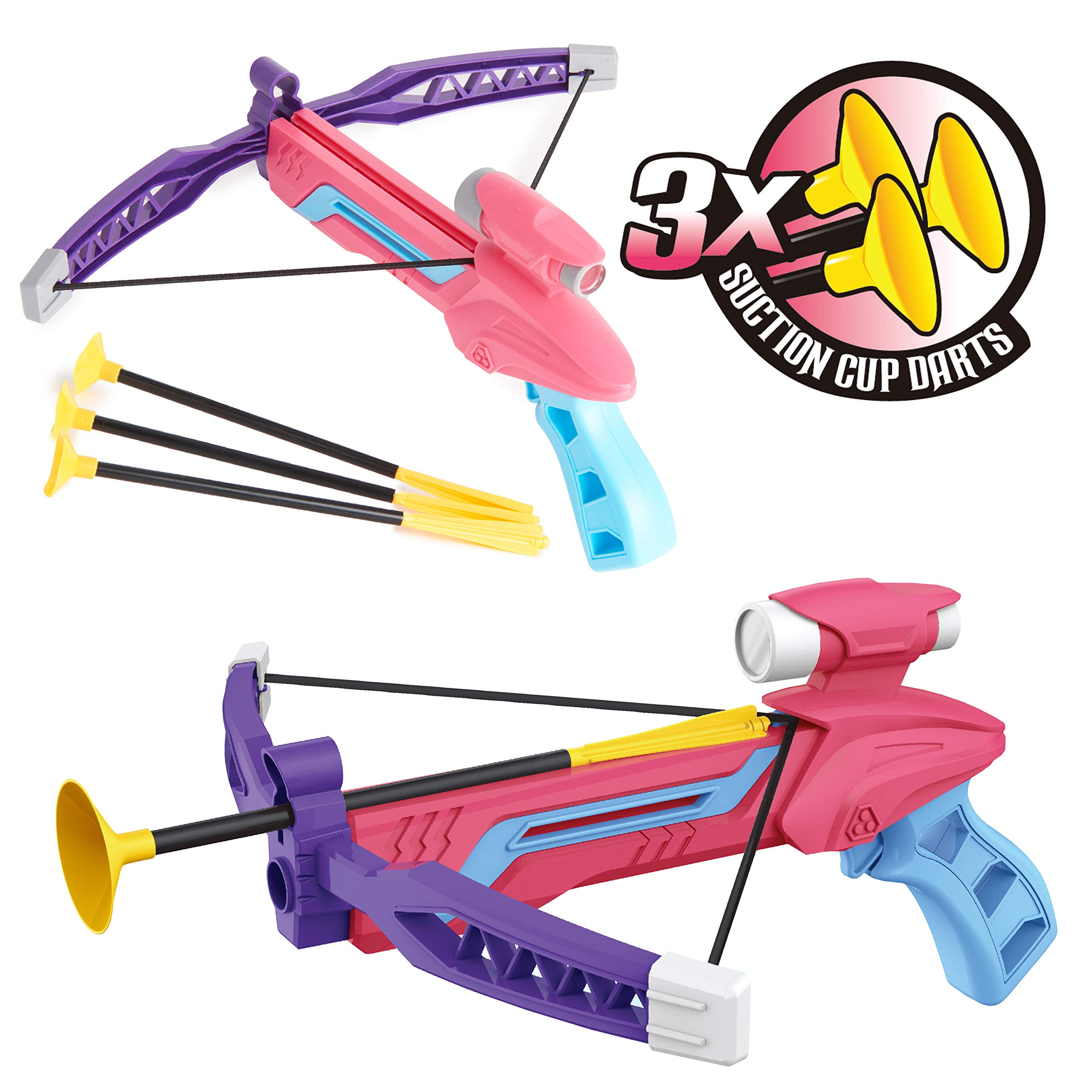 Pro Star Mini Pink and Purple Archery Bow with Target Set, Safe Foam Dart Arrows | Kids Crossbow Toy