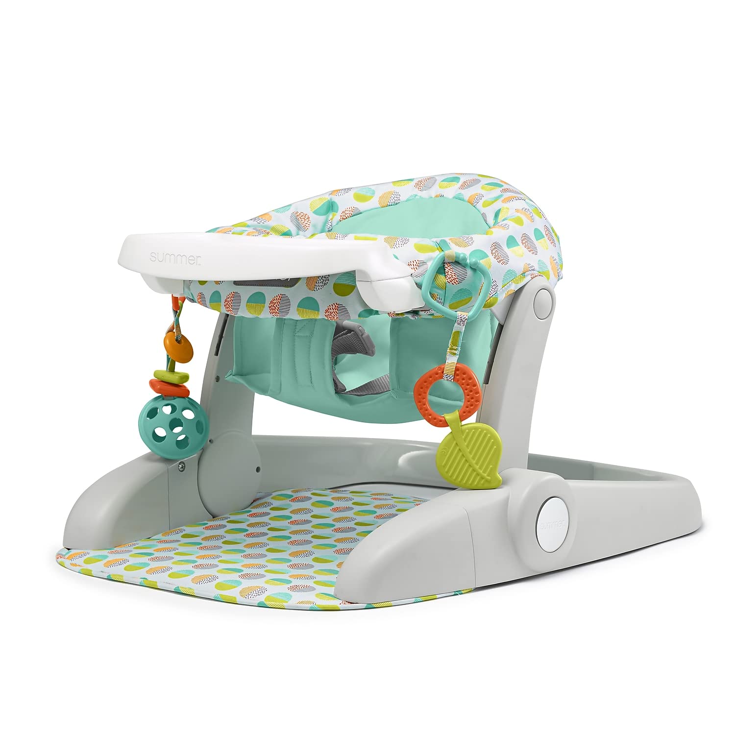 Summer Infant Learn-to-Sit Stages 3-Position Floor Seat, Sweet-and-Sour Neutral β Sit Baby Up to See The World β Baby Activity Seat is Adjustable for Ages 6-12 Months β Includes Toys and Tray