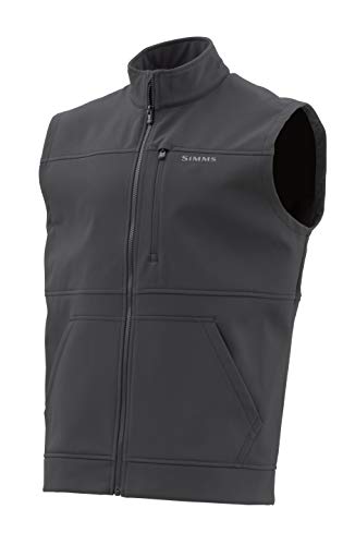 Simms Rogue Fleece Vest, Water Resistant Sleeveless Vest, Raven, X-Large