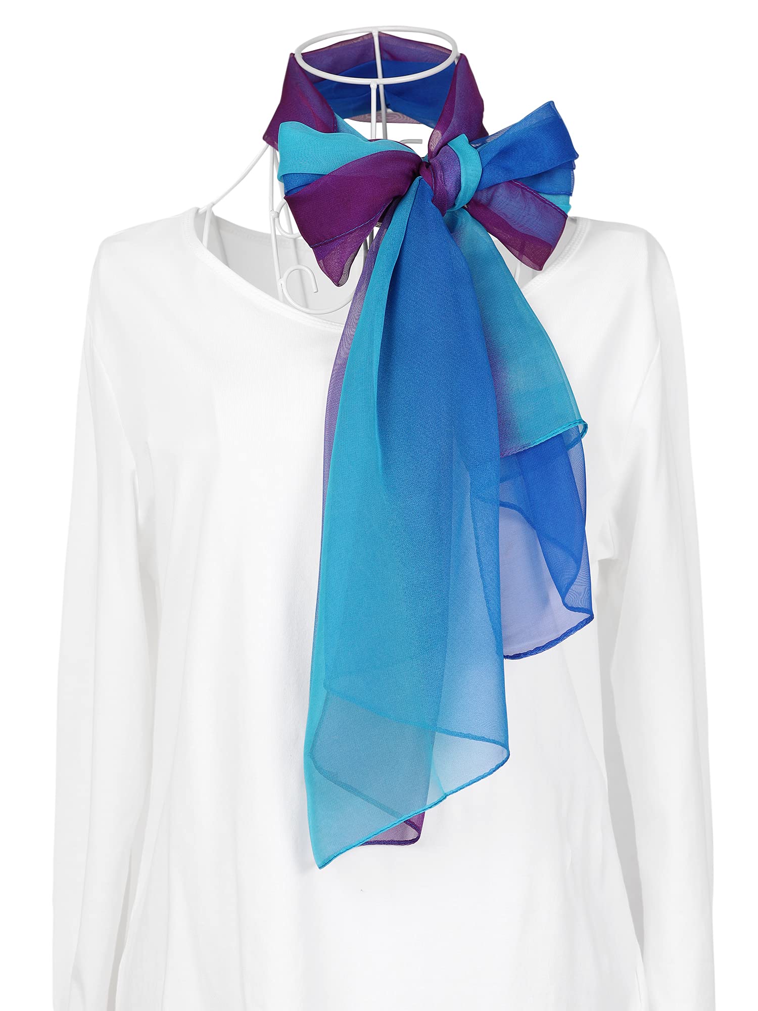 uxcell Long Chiffon Light Wedding Scarf Silky Gradient Color Party Shawl Spring Summer Beach Wrap for Women 63"x19.6" Royal Blue