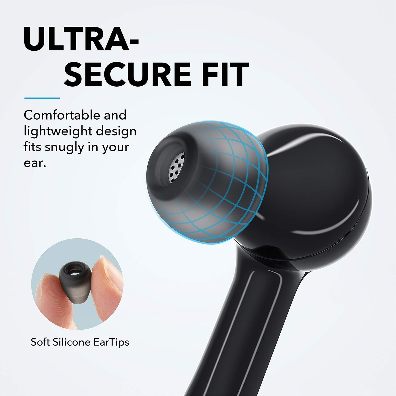 Soundcore Liberty Air True Wireless Earphones with Charging Case, Bluetooth 5, 20 Hour Playtime, Touch Control Earbuds, Graphene Enhanced Sound, Noise Cancelling Microphones and Secure Fit (Black)