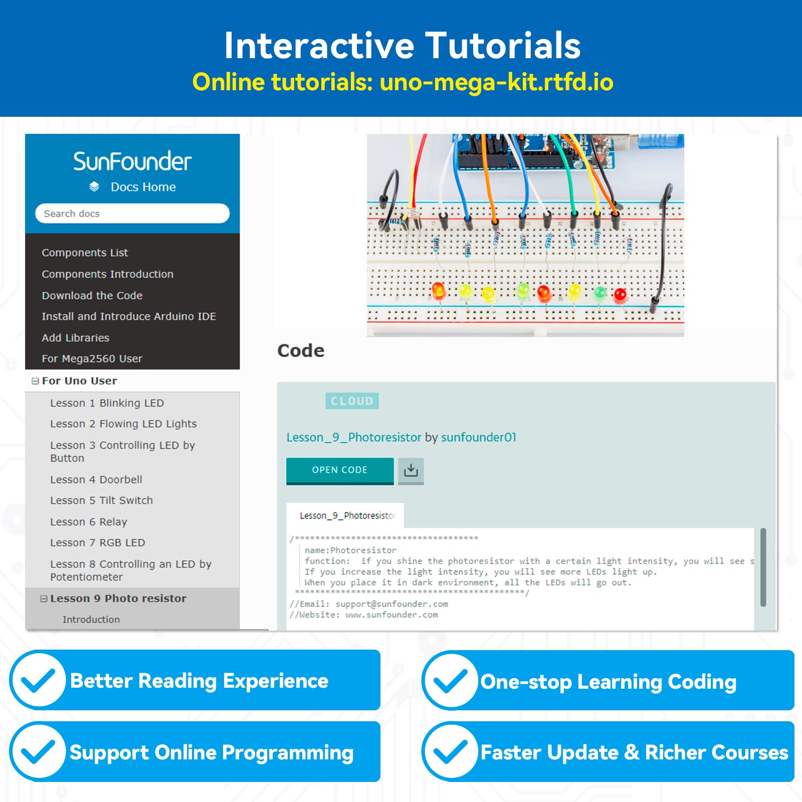SunFounder Project Complete Starter kit Compatible with Arduino UNO R3 Arduino IDE/Scratch Coding with 42 Detailed Online Tutorials