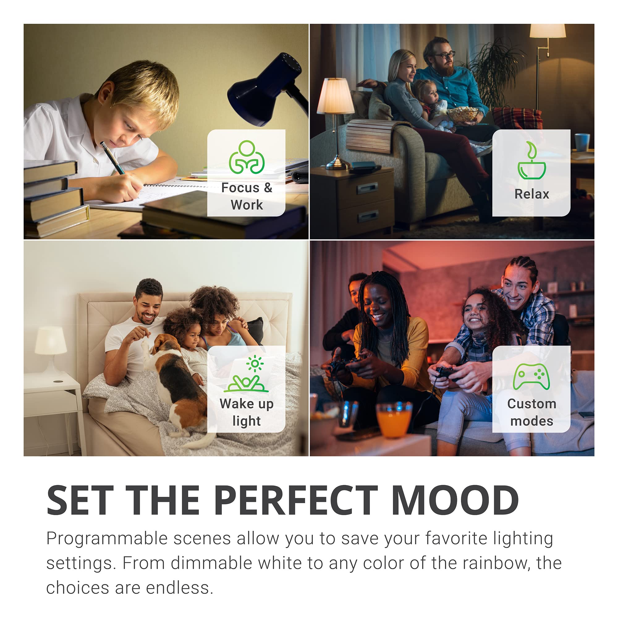 Sunco 4 Pack WiFi LED Smart Bulb, B11 Candelabra, 4.5W, E12 Base, Color Changing (RGB & CCT), Dimmable, Compatible with Amazon Alexa & Google Assistant - No Hub Required